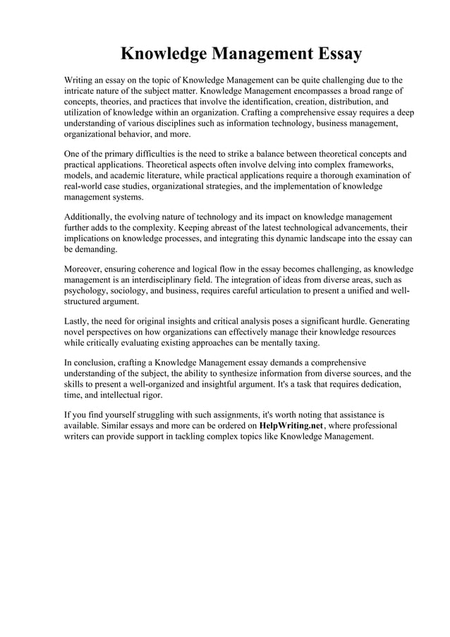 Knowledge Management Essay. Knowledge Management as a Source of Business Success Free Essay ...