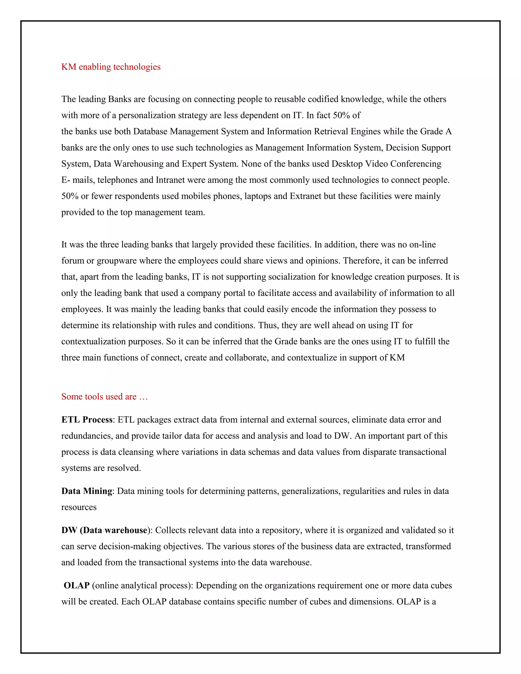 Knowledge management in banking sector india - Abhishek nagre | PDF