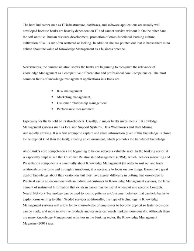 Knowledge management in banking sector india - Abhishek nagre | PDF