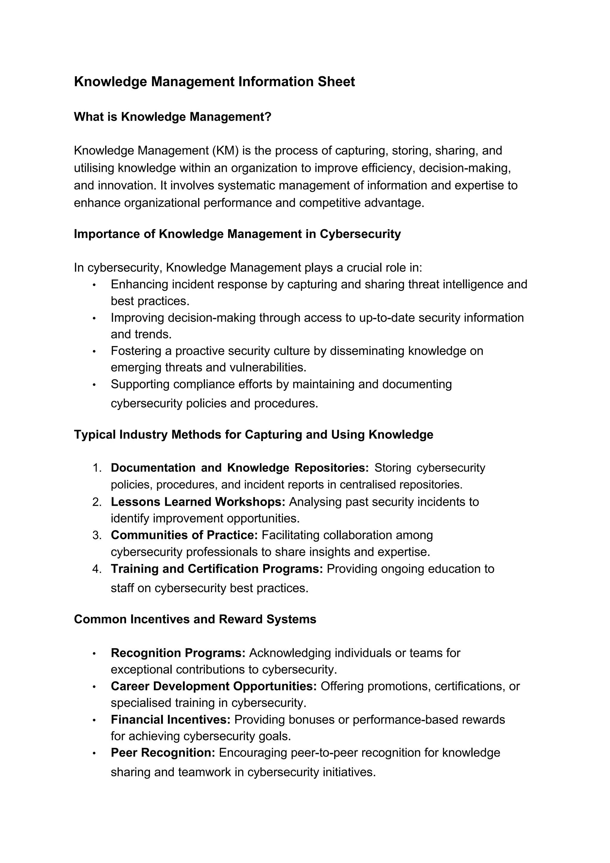 Knowledge Management Information Sheet(58f671121fa4e5fd56cf1025ded949ee ...