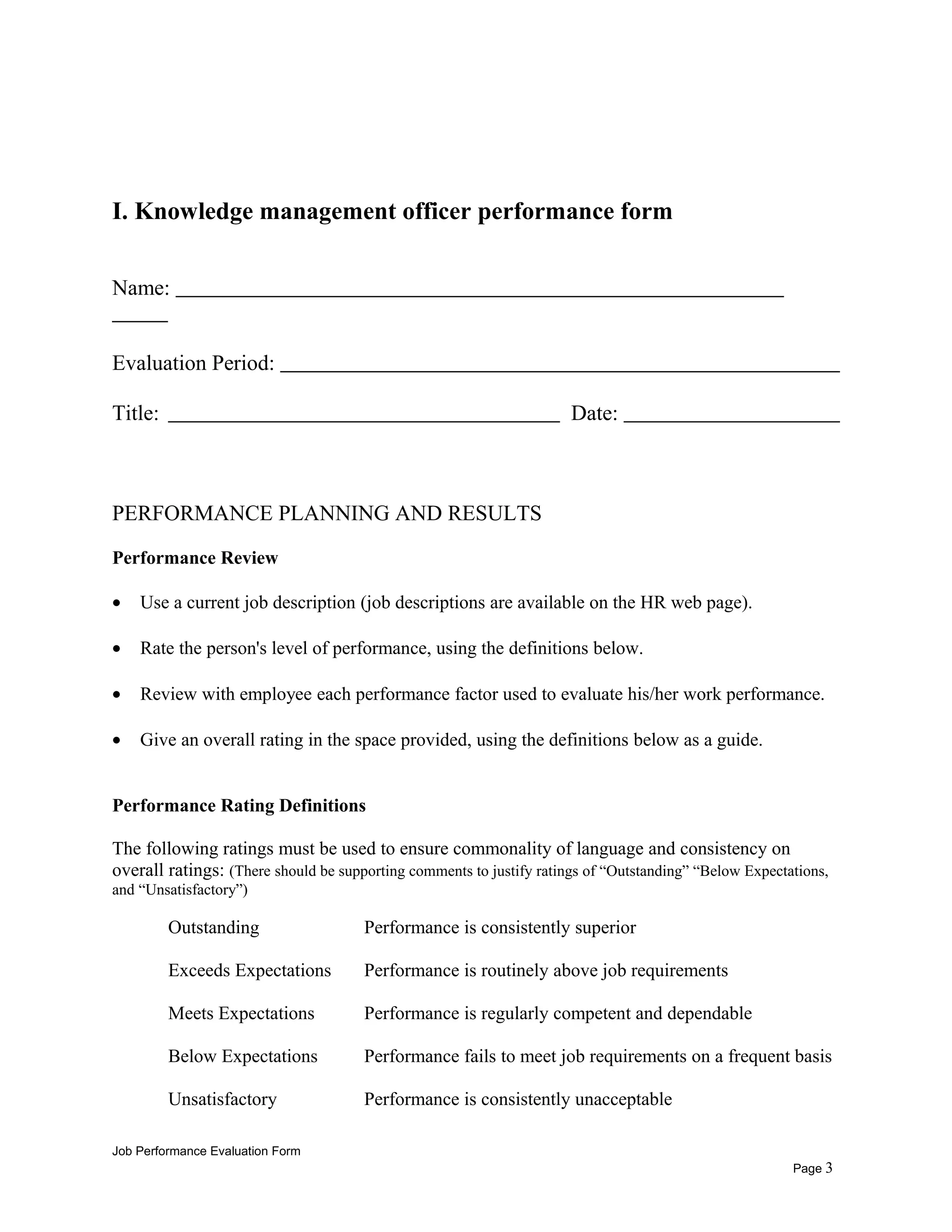 Knowledge management officer performance appraisal | PDF
