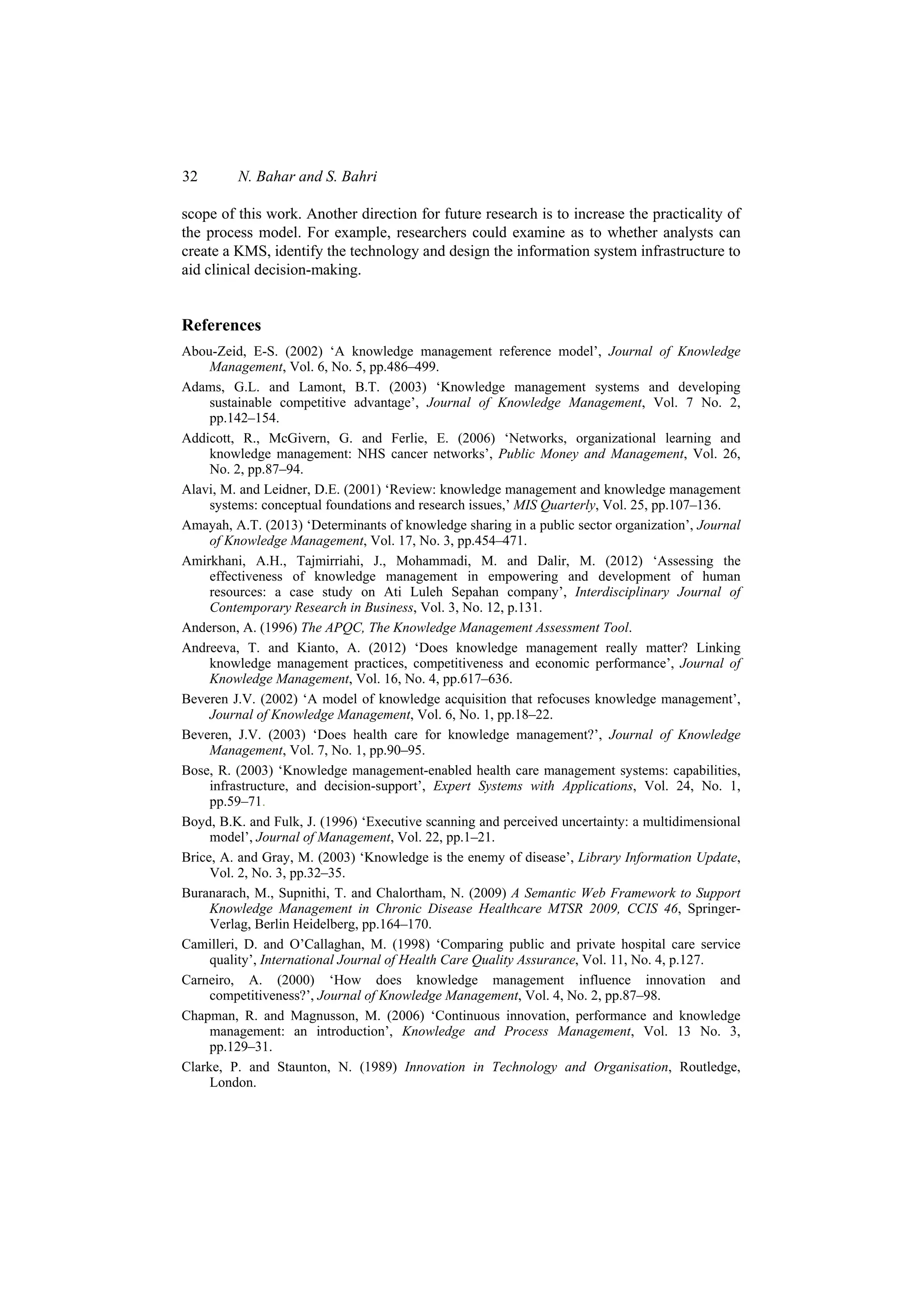 Knowledge management process model for healthcare organization | PDF