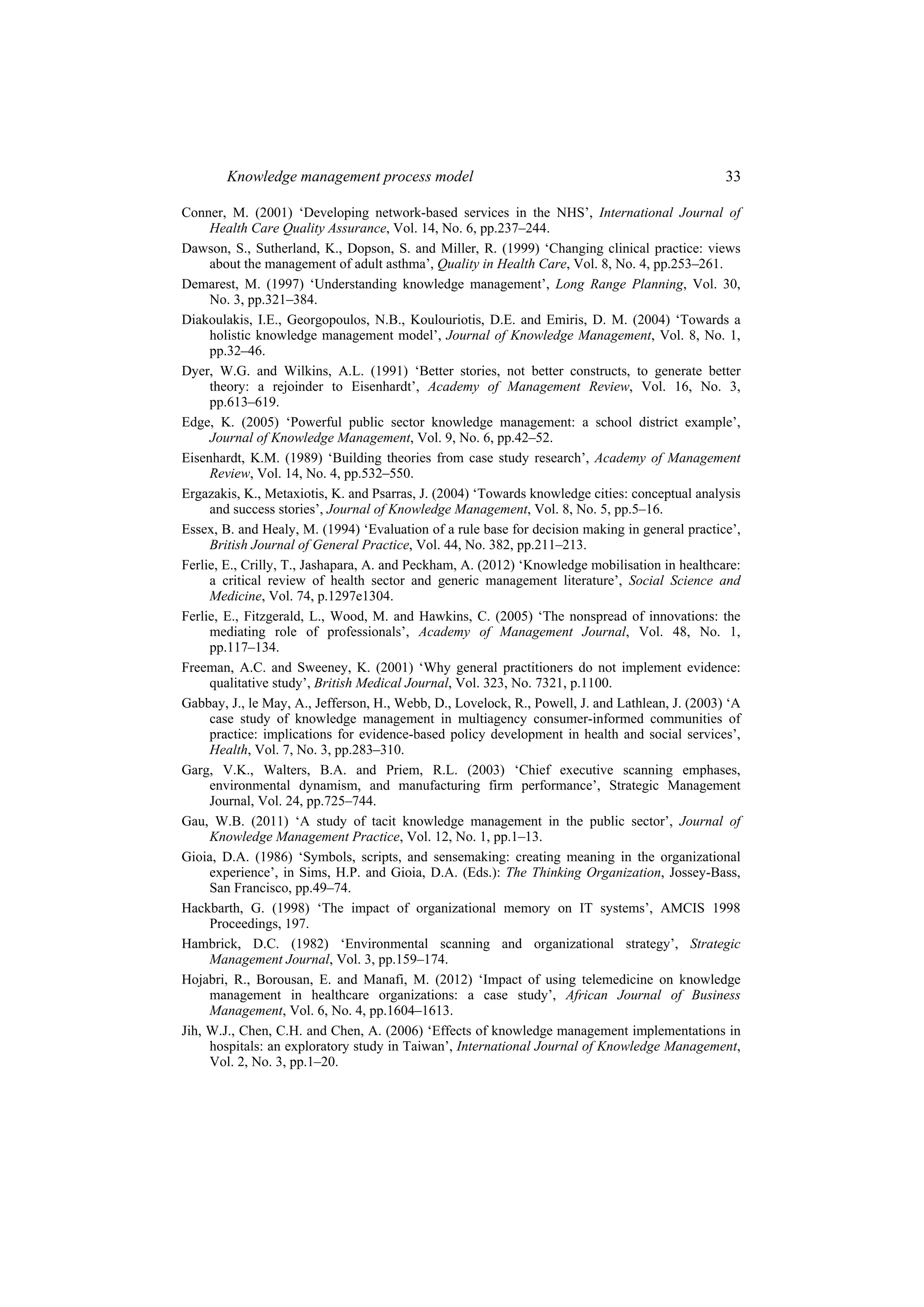 Knowledge management process model for healthcare organization | PDF