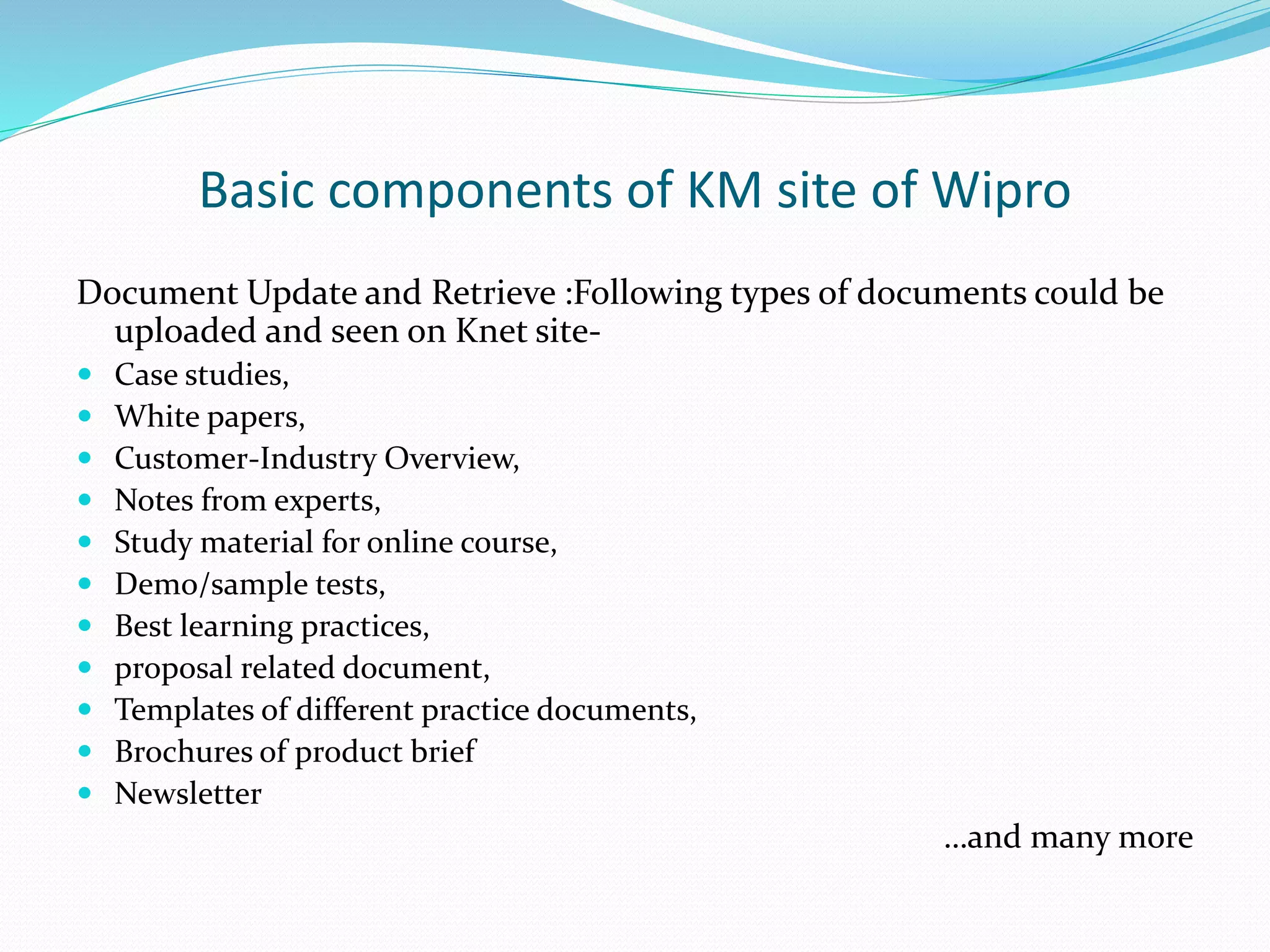 Knowledge Management at Wipro | PPTX