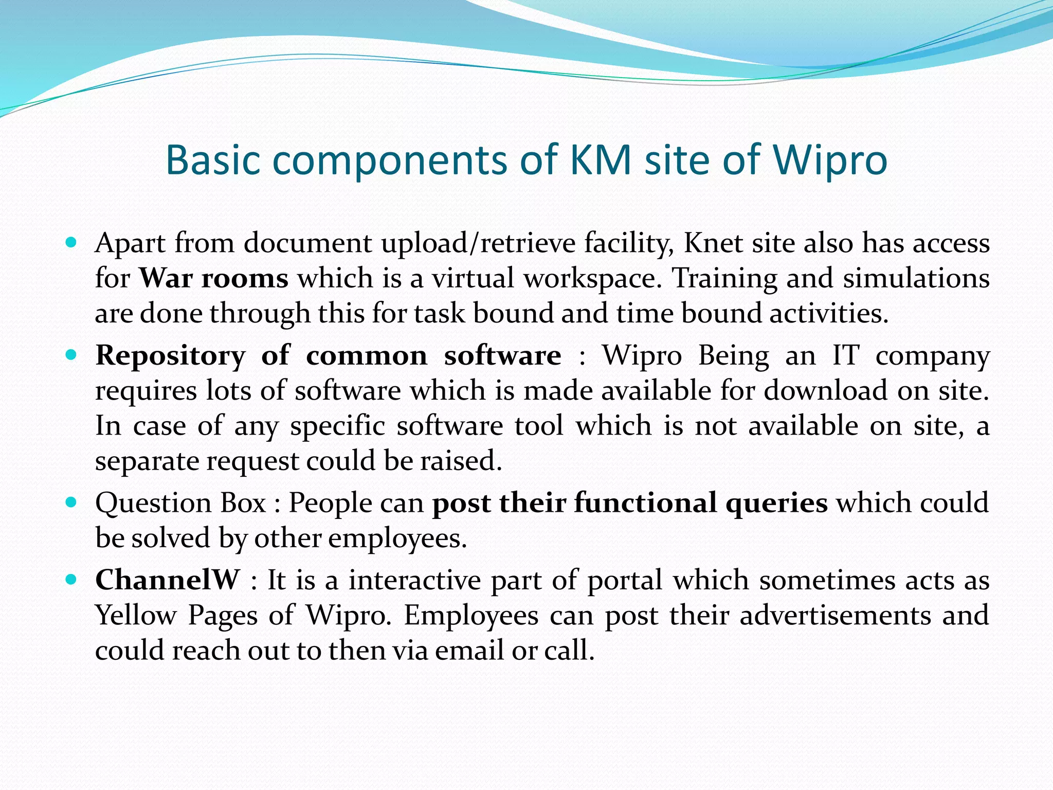Knowledge Management at Wipro | PPTX