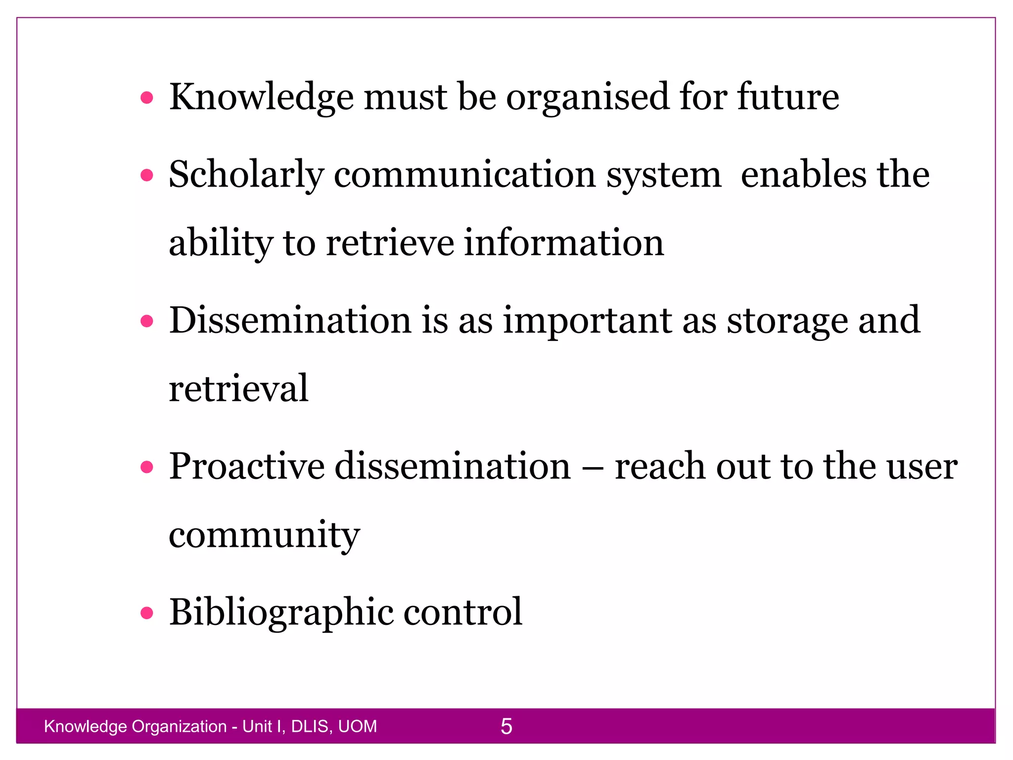 Knowledge organisation - Unit I | PPTX