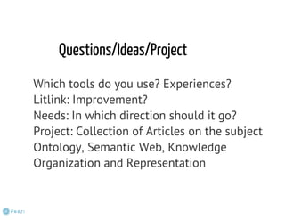 Knowledge organization and representation (litlink, zotero et al.) | PDF