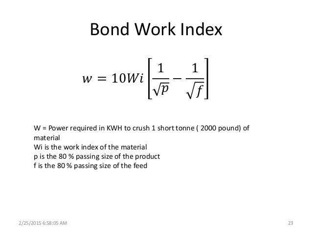Crushing of coal and calculation of size reduction efficiency.