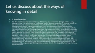 Knowledge process | PPTX | Science