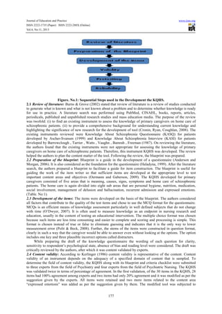 Knowledge questionnaire on home care of schizophrenics (kqhs) validity ...