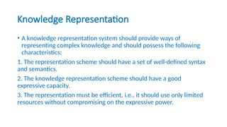 Knowledge Representation in Artificial Intelligence | PPTX