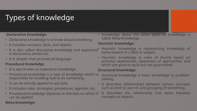 KNOWLEDGE REPRESENTATION AND TYPES .pptx
