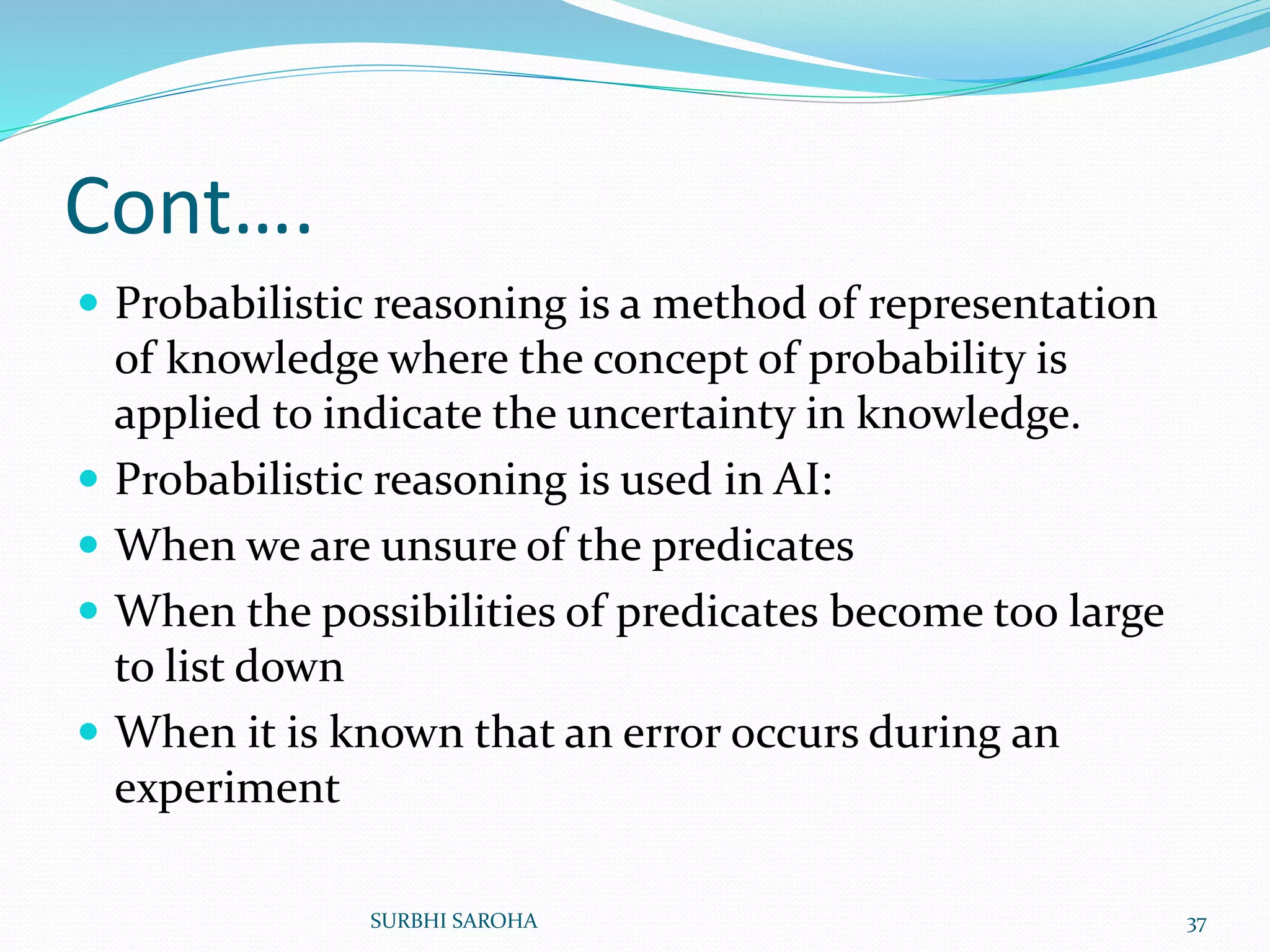 Knowledge Representation & Reasoning AI UNIT 3 | PPTX