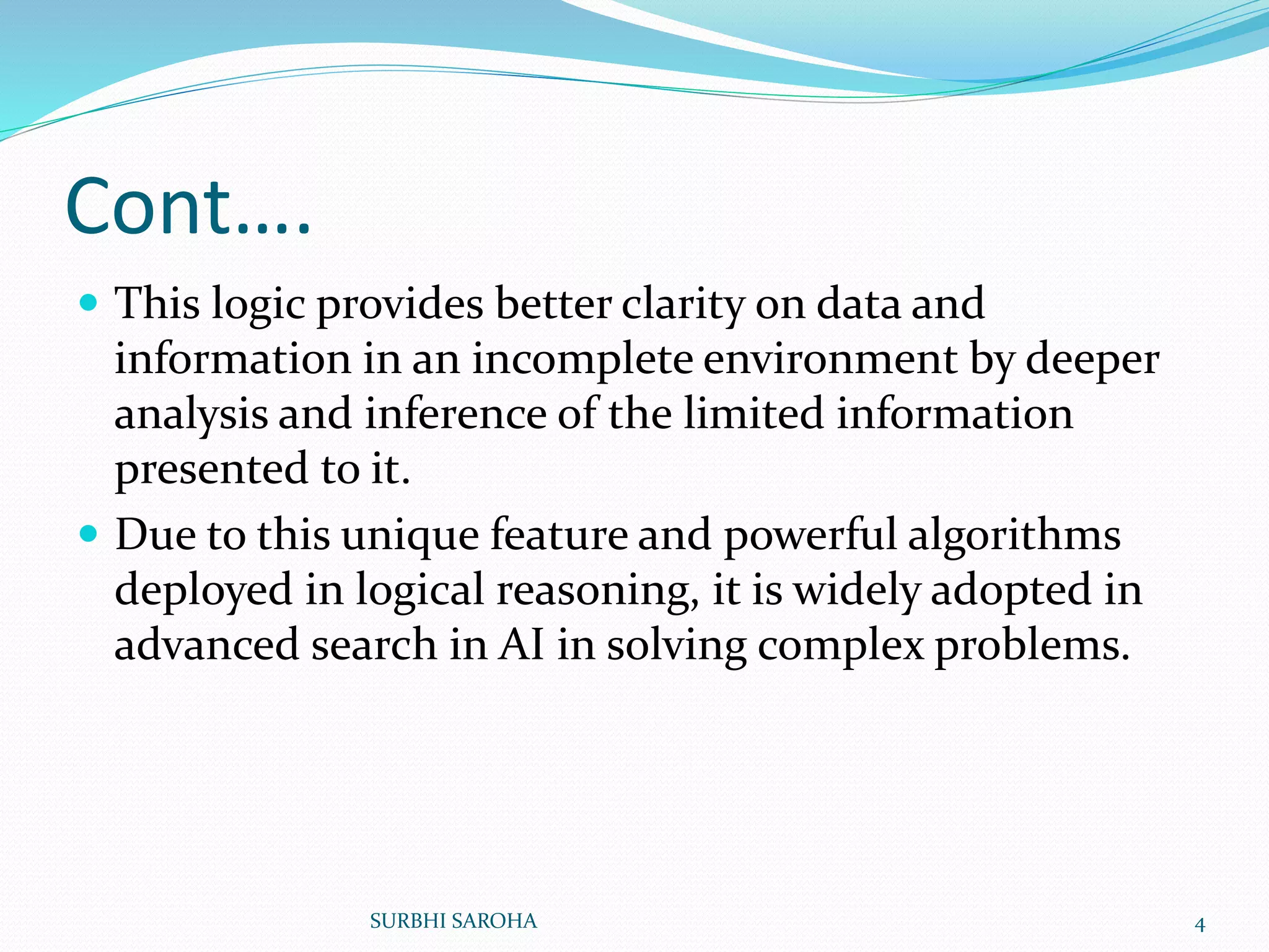 Knowledge Representation & Reasoning AI UNIT 3 | PPTX