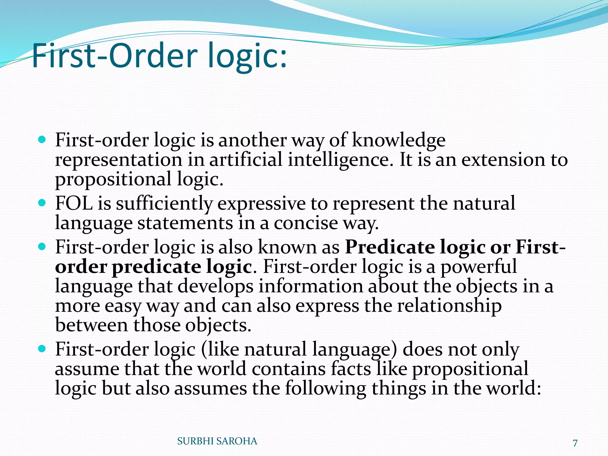 Knowledge Representation & Reasoning AI UNIT 3 | PPTX