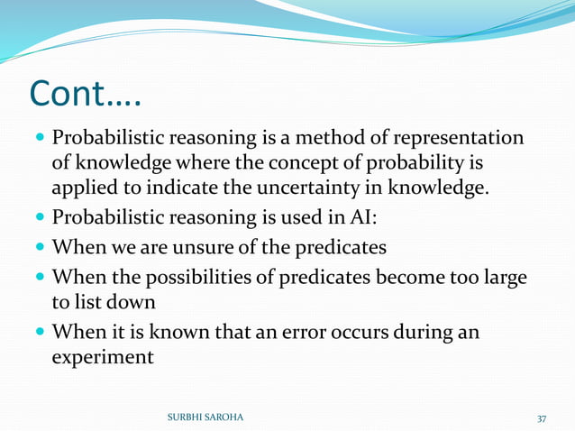 Knowledge Representation & Reasoning AI UNIT 3 | PPTX