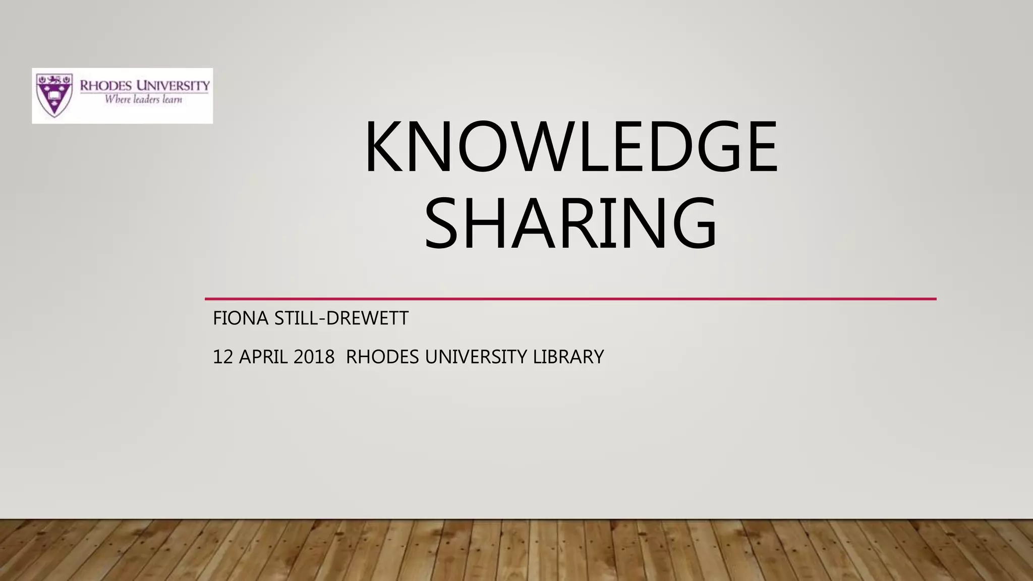 Knowledge sharing / Staff development | PPTX