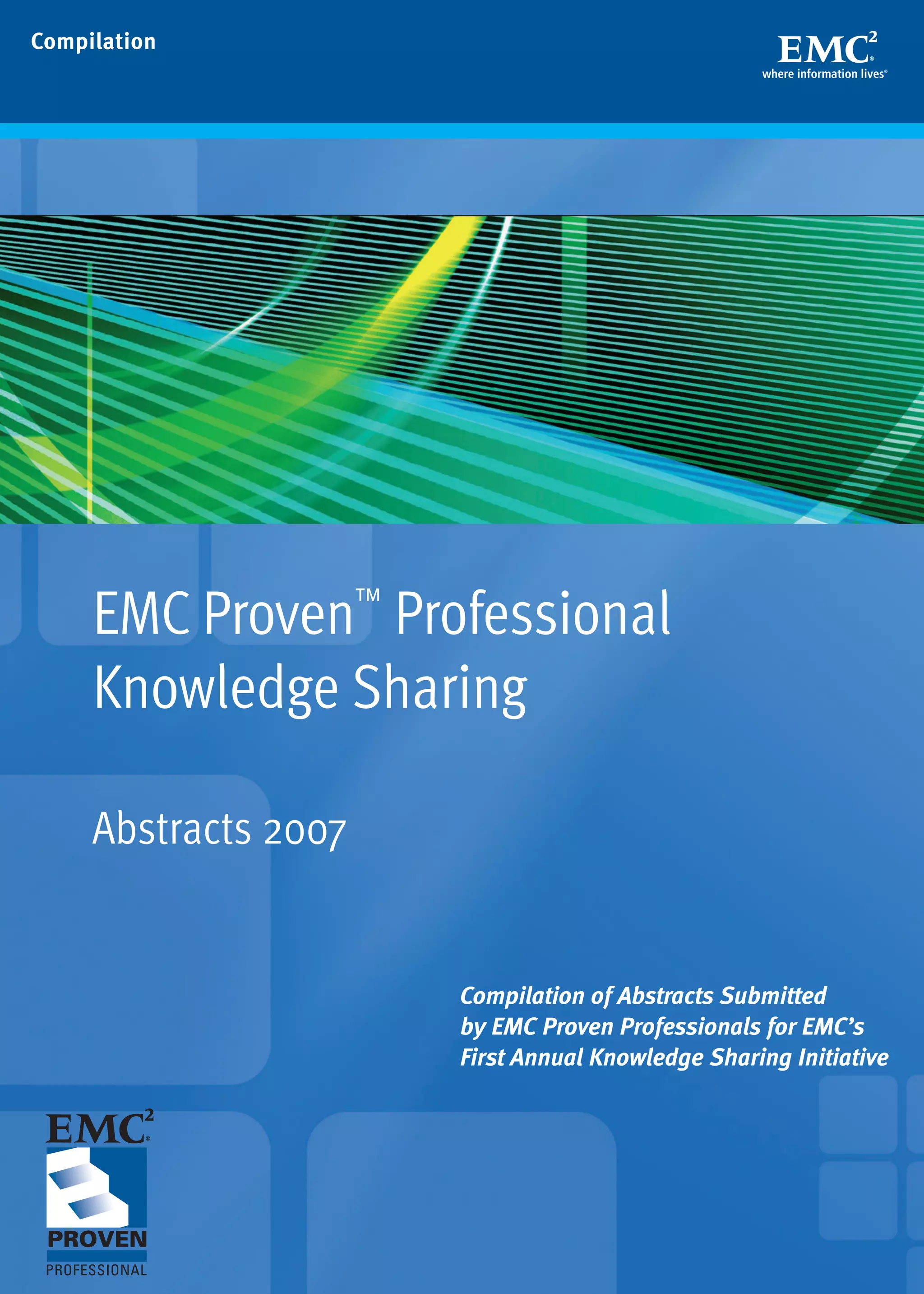 EMC Proven Professional Knowledge Sharing 2007 Book of Abstracts | PDF