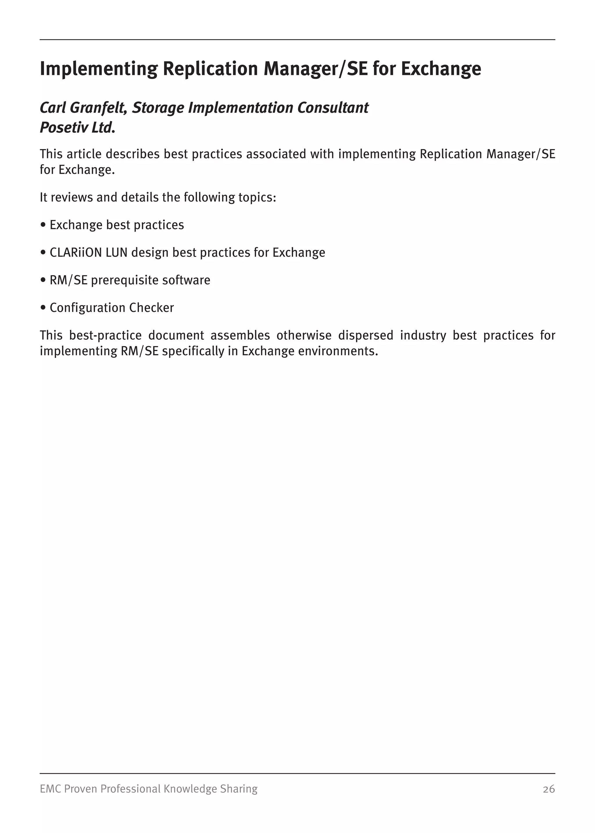 EMC Proven Professional Knowledge Sharing 2007 Book of Abstracts | PDF