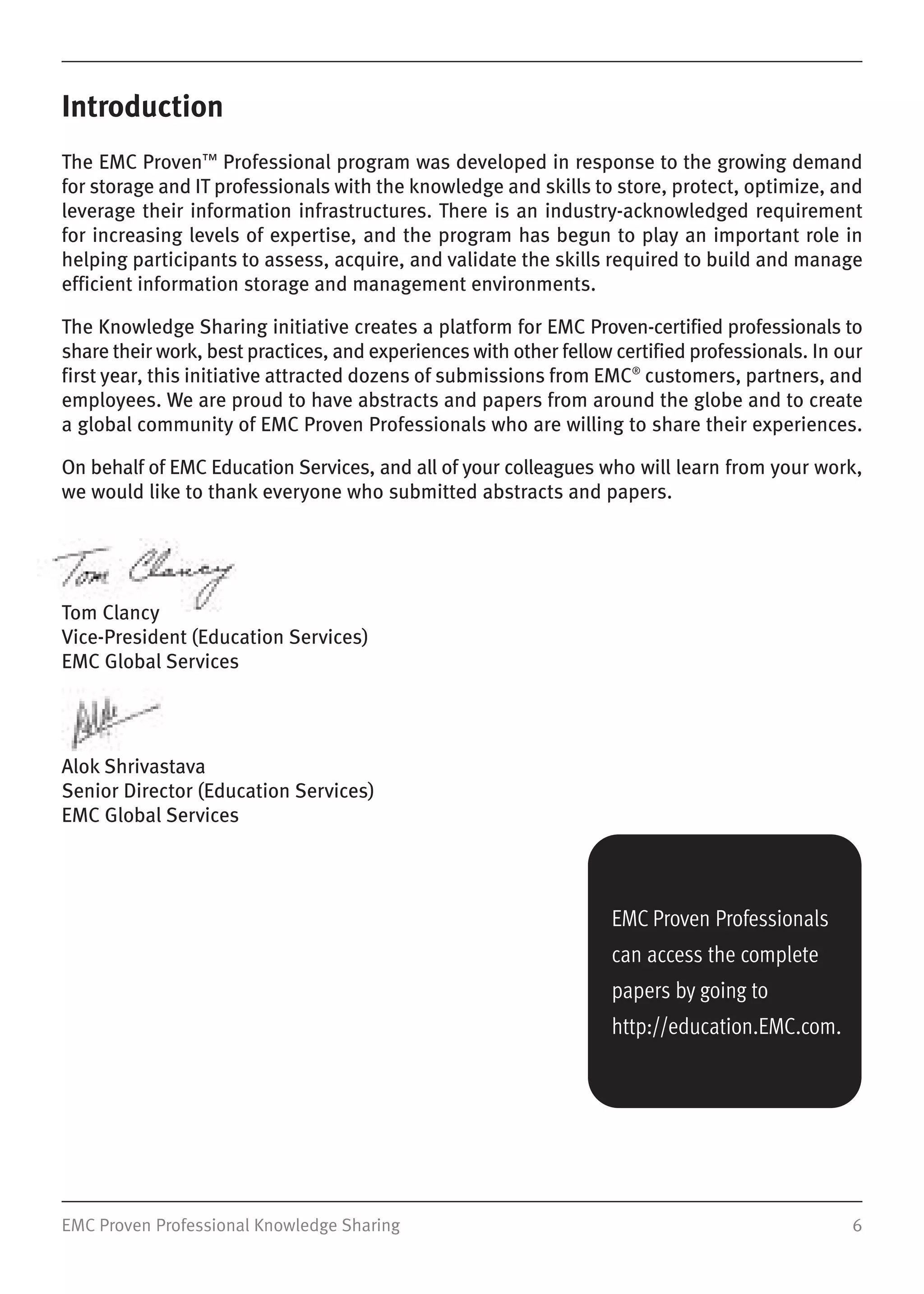 EMC Proven Professional Knowledge Sharing 2007 Book of Abstracts | PDF