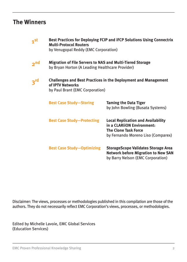 EMC Proven Professional Knowledge Sharing 2007 Book of Abstracts | PDF