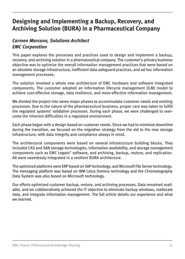 EMC Proven Professional Knowledge Sharing 2007 Book of Abstracts | PDF