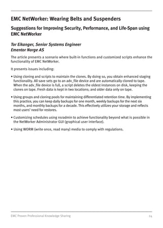 EMC Proven Professional Knowledge Sharing 2007 Book of Abstracts | PDF