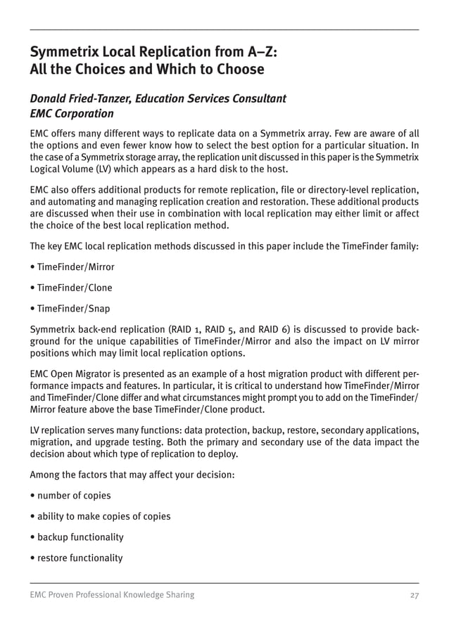 EMC Proven Professional Knowledge Sharing 2007 Book of Abstracts | PDF