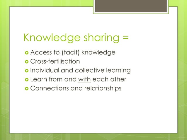 Knowledge sharing events – moving beyond presentations | PPT