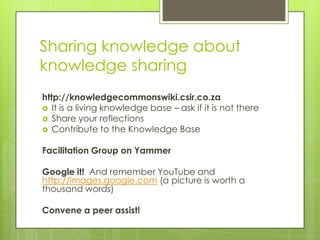 Knowledge sharing events – moving beyond presentations | PPTX