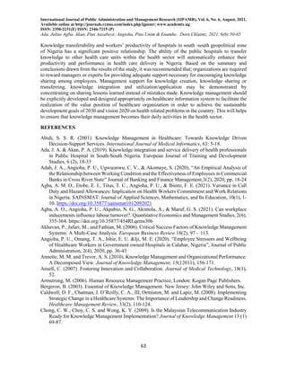 Knowledge transferability and workers’ productivity in public hospitals in south south nigeria | PDF