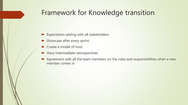 Effective Knowledge transition using agile | PPT