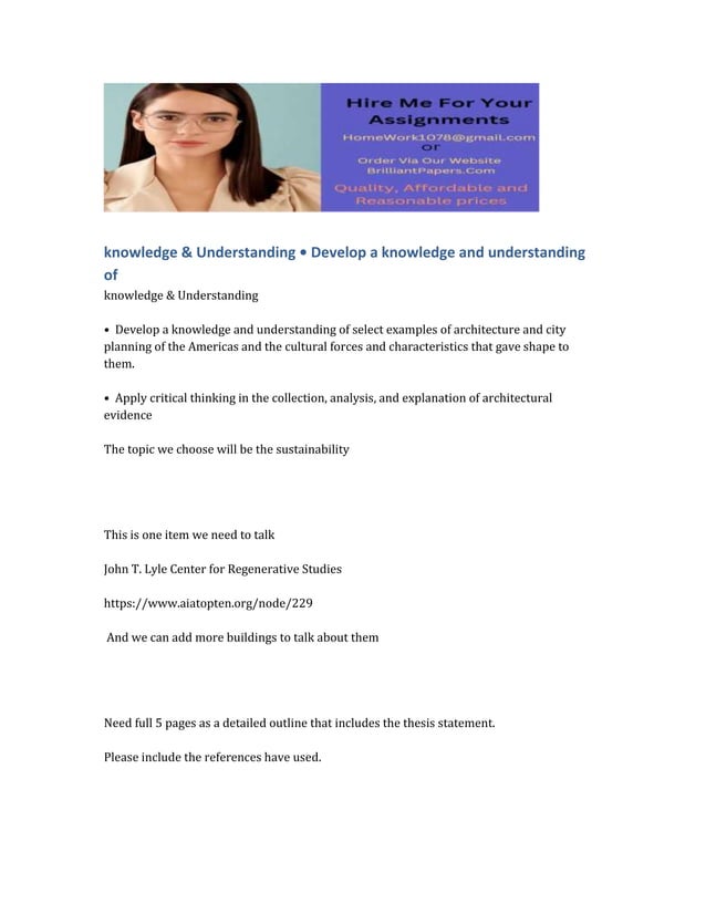 knowledge Understanding Develop a knowledge and understanding of.docx