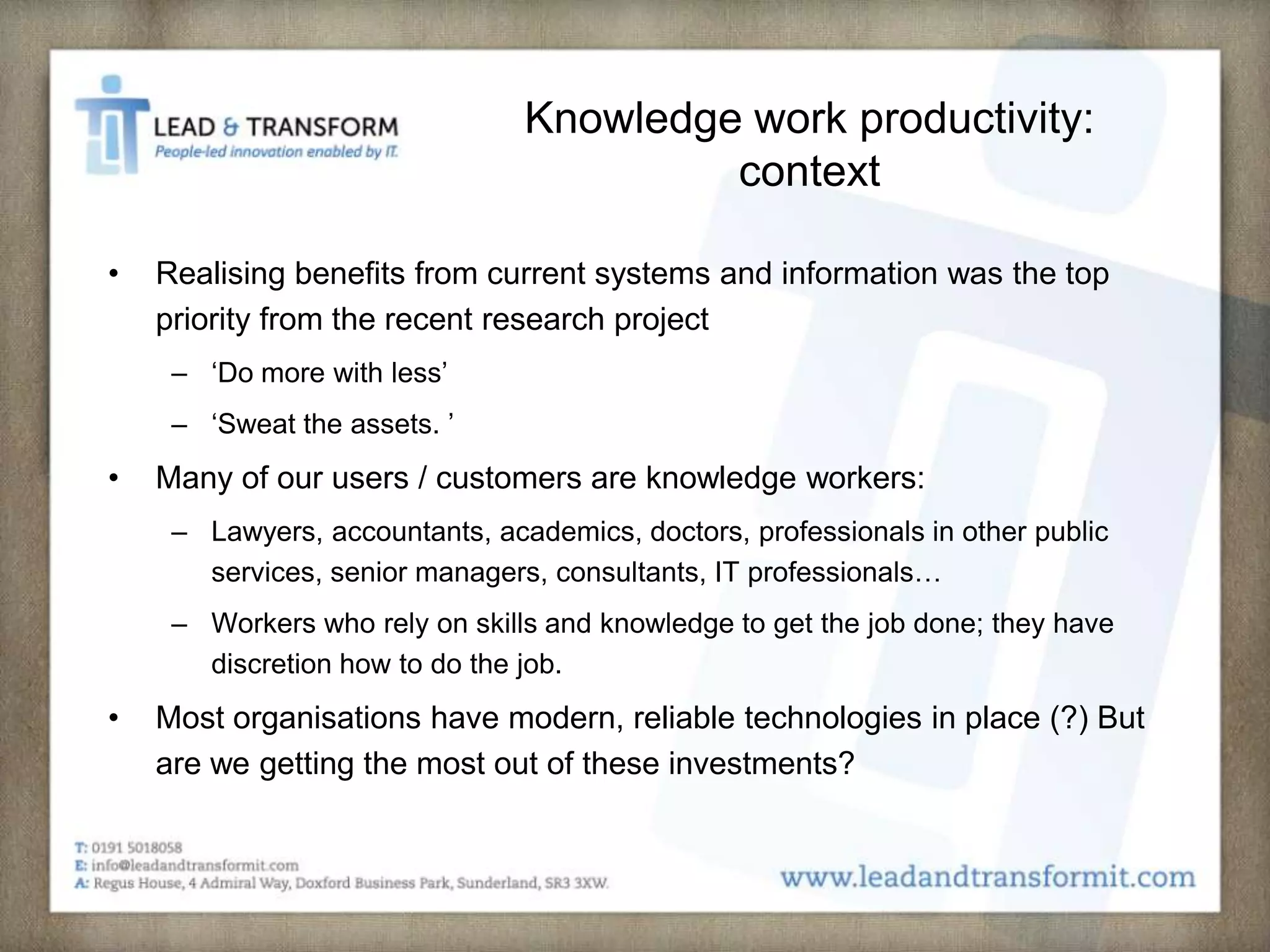 Knowledge worker productivity | PPT