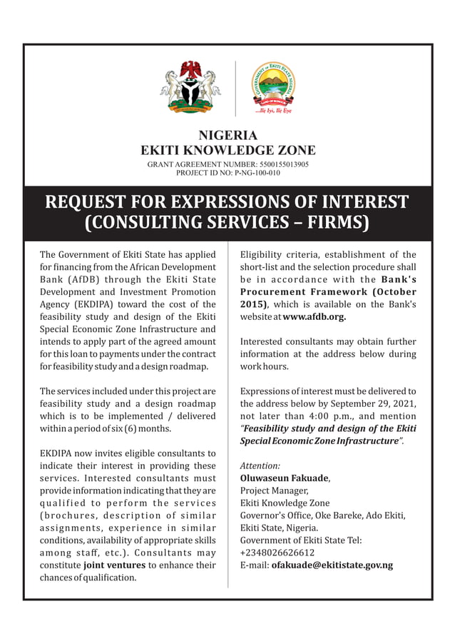 REQUEST FOR EXPRESSIONS OF INTEREST (CONSULTING SERVICES – FIRMS) | PDF