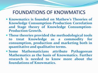 KNOWMATICS AND THE RELATED FIELDS OF STUDY- EDUCATION, PSYCHOLOGY ...