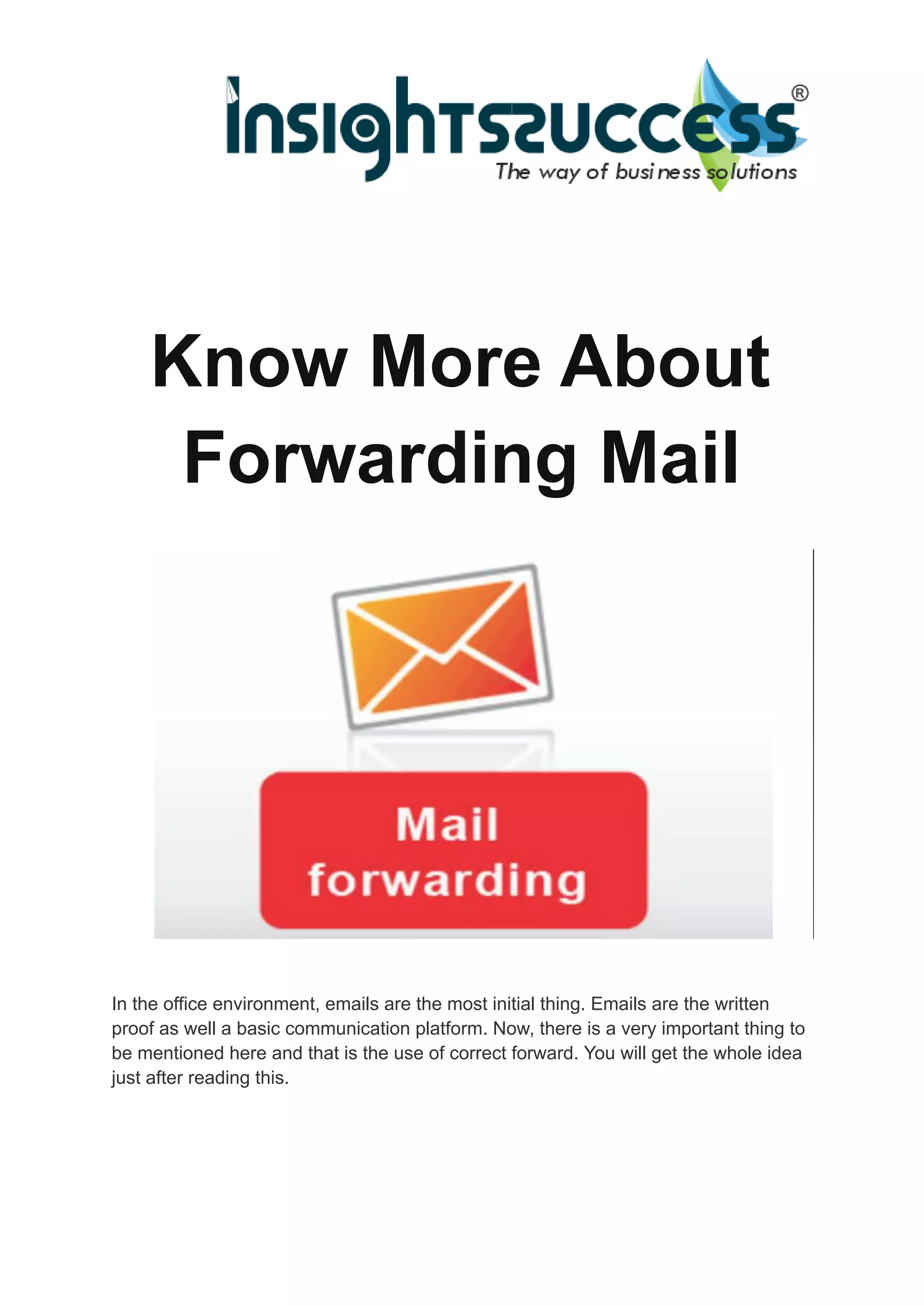 Know More About Forwarding Email | How to Forward Mail | PDF