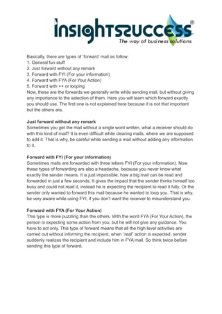 Know More About Forwarding Email | How to Forward Mail | PDF