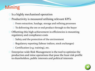 Know risk for mining industry 1 | PPTX | Databases | Computer Software ...