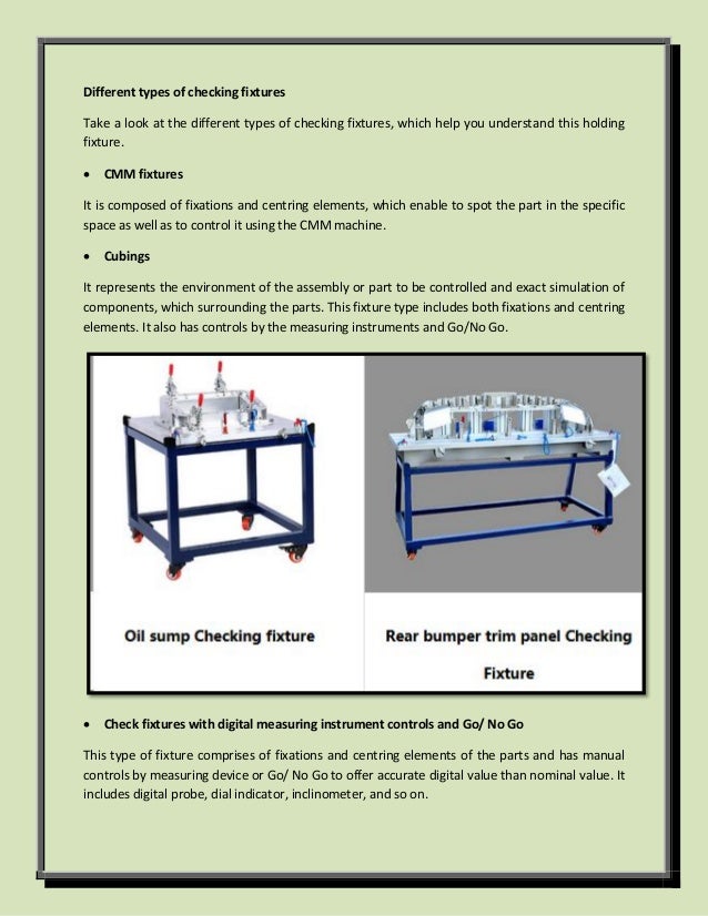 Know The Different Types of Checking Fixtures