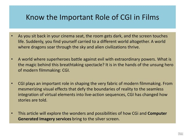 Know the Important Role of CGI in Films.pptx