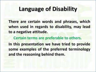 Know the language of disability | PPTX