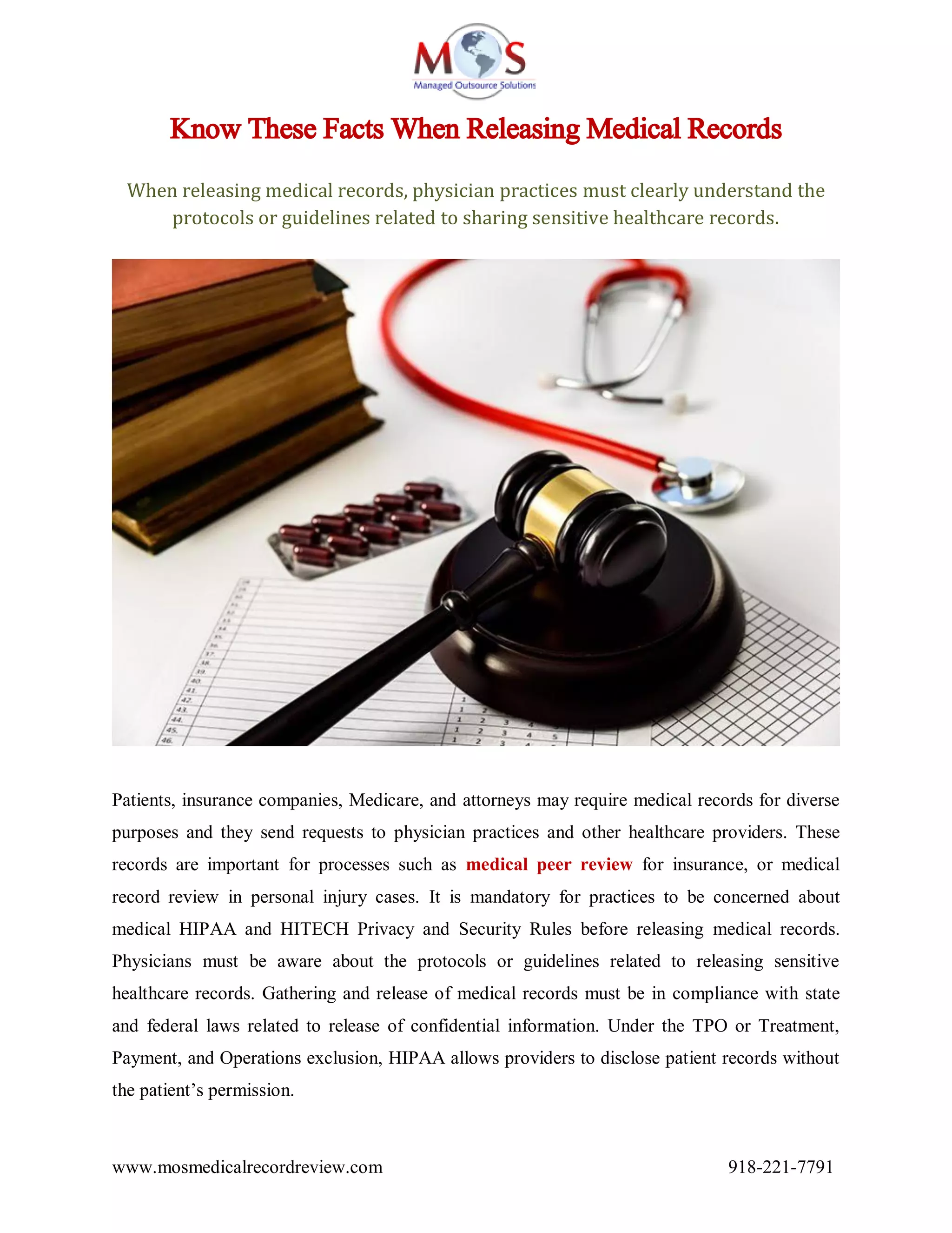 Know These Facts When Releasing Medical Records | PDF