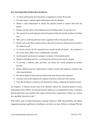 Know These Facts When Releasing Medical Records | PDF
