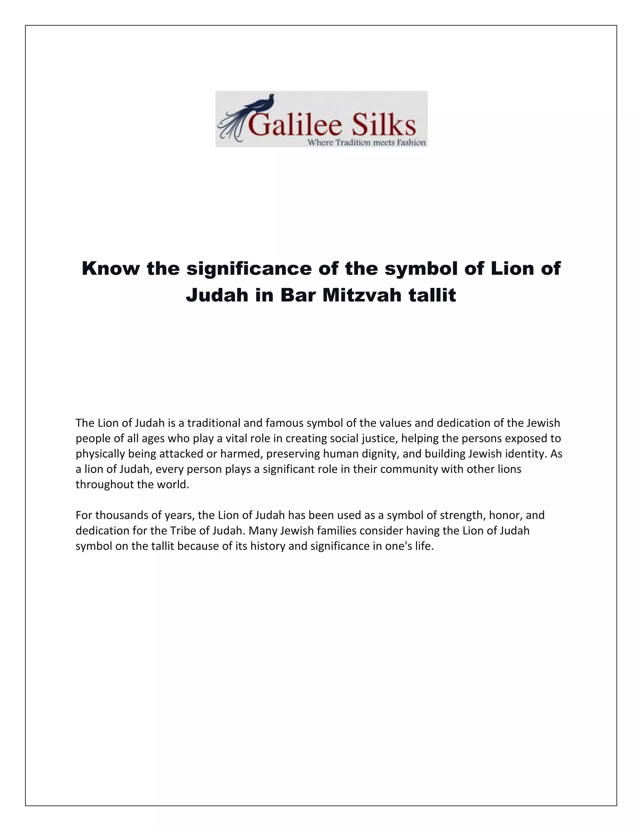 Know the significance of the symbol of Lion of Judah in Bar Mitzvah ...