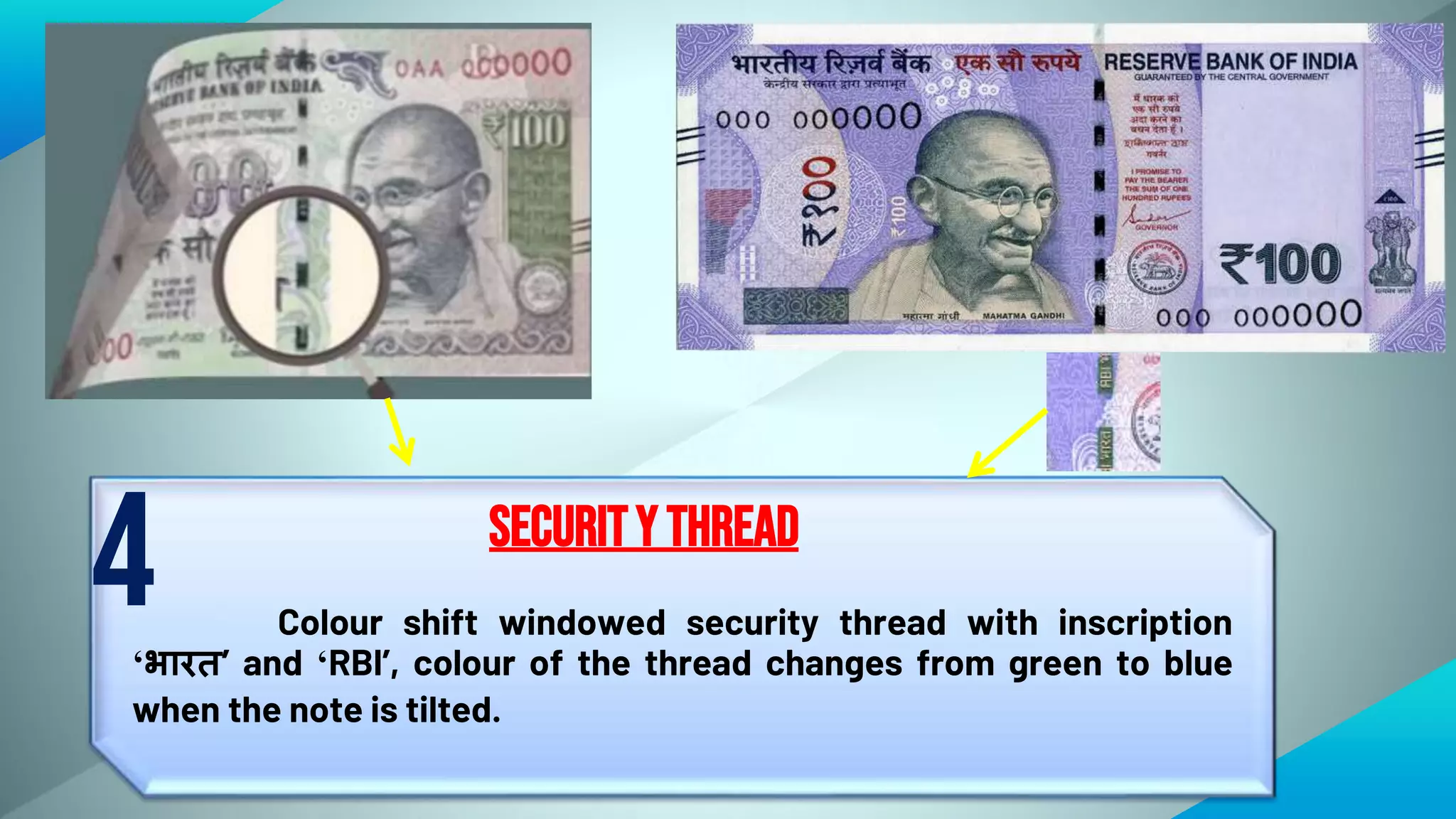 The security features of 100 rupee currency note | PPTX