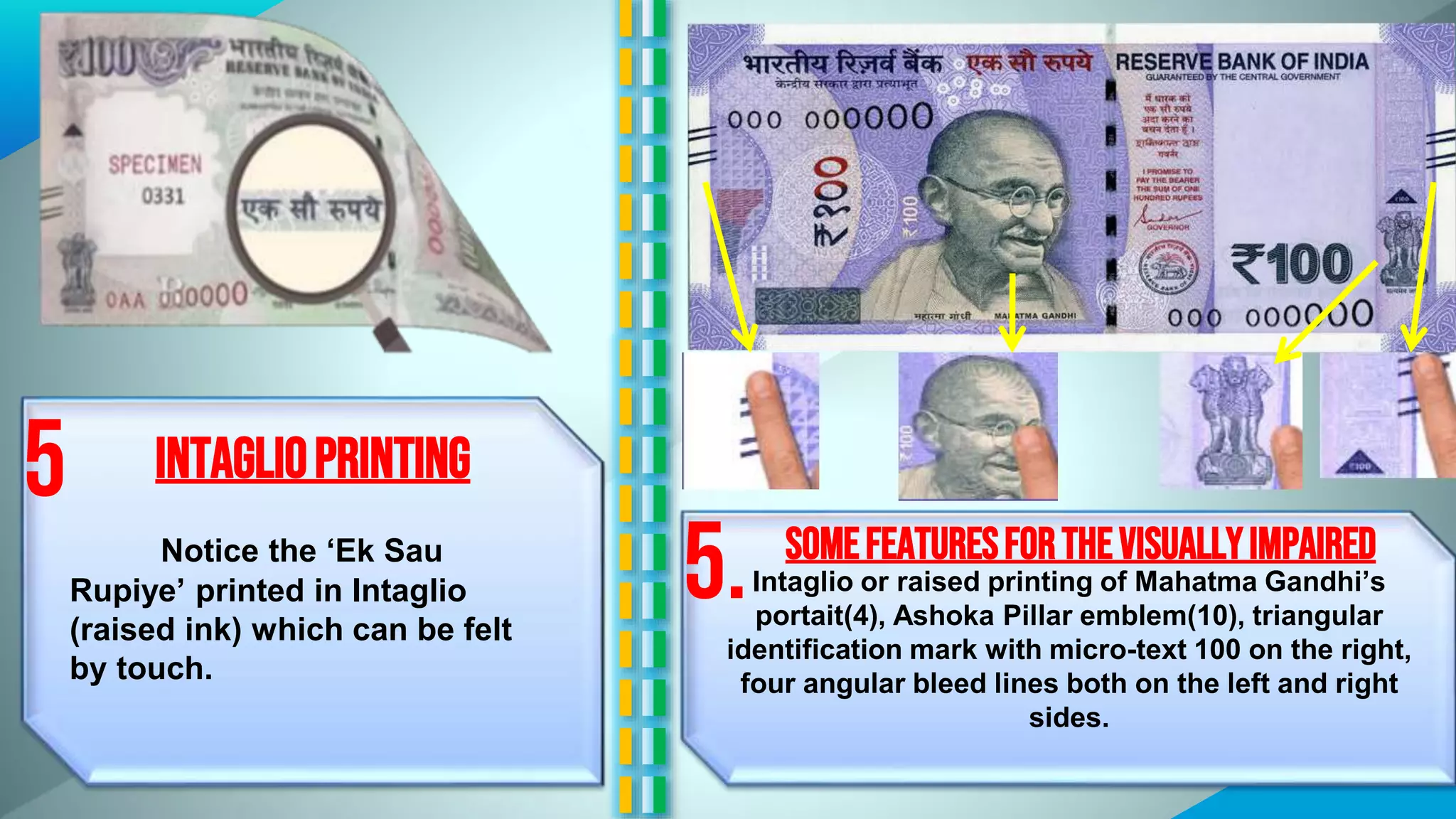 The security features of 100 rupee currency note | PPTX