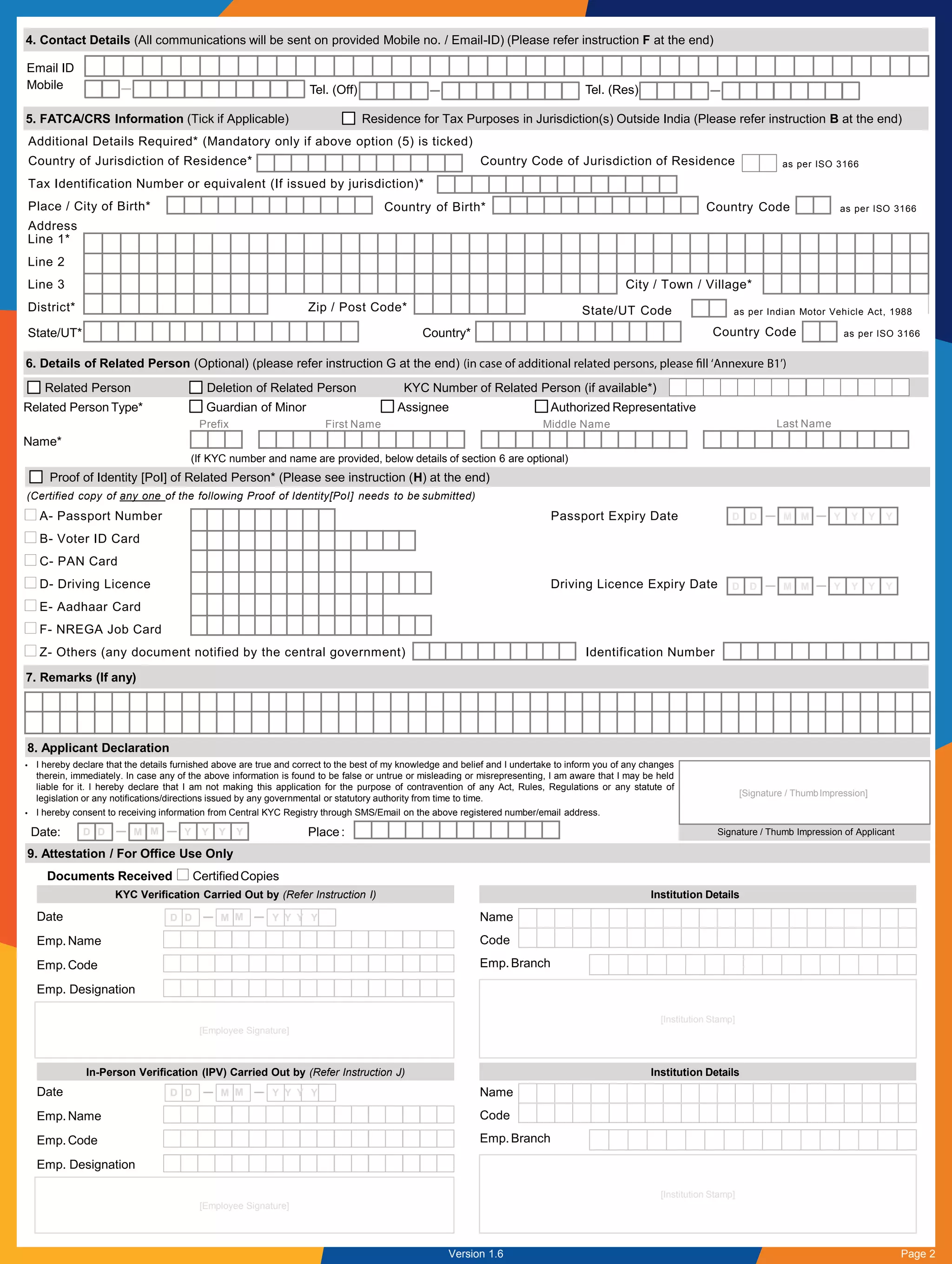 Know Your Client Application Form - For Individuals only (CKYC and KRA KYC)-New Form | PDF