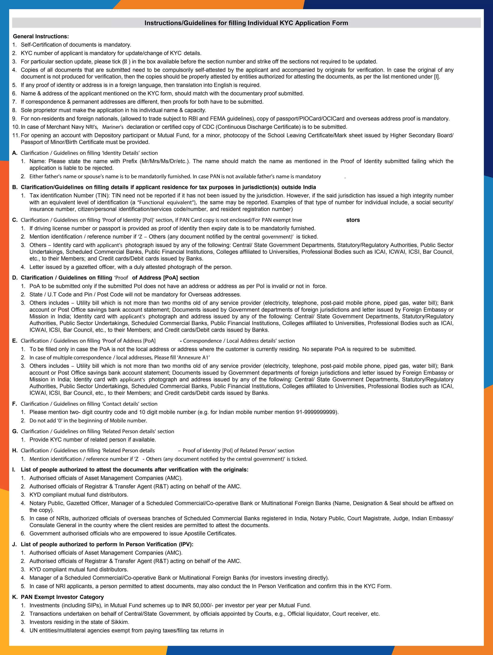 Know Your Client Application Form - For Individuals only (CKYC and KRA KYC)-New Form | PDF