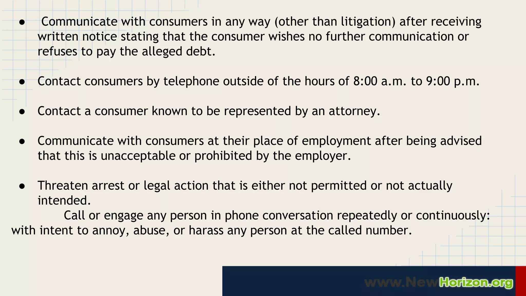 Know Your Debt Collection Rights | PPTX | Consumer Issues | Business
